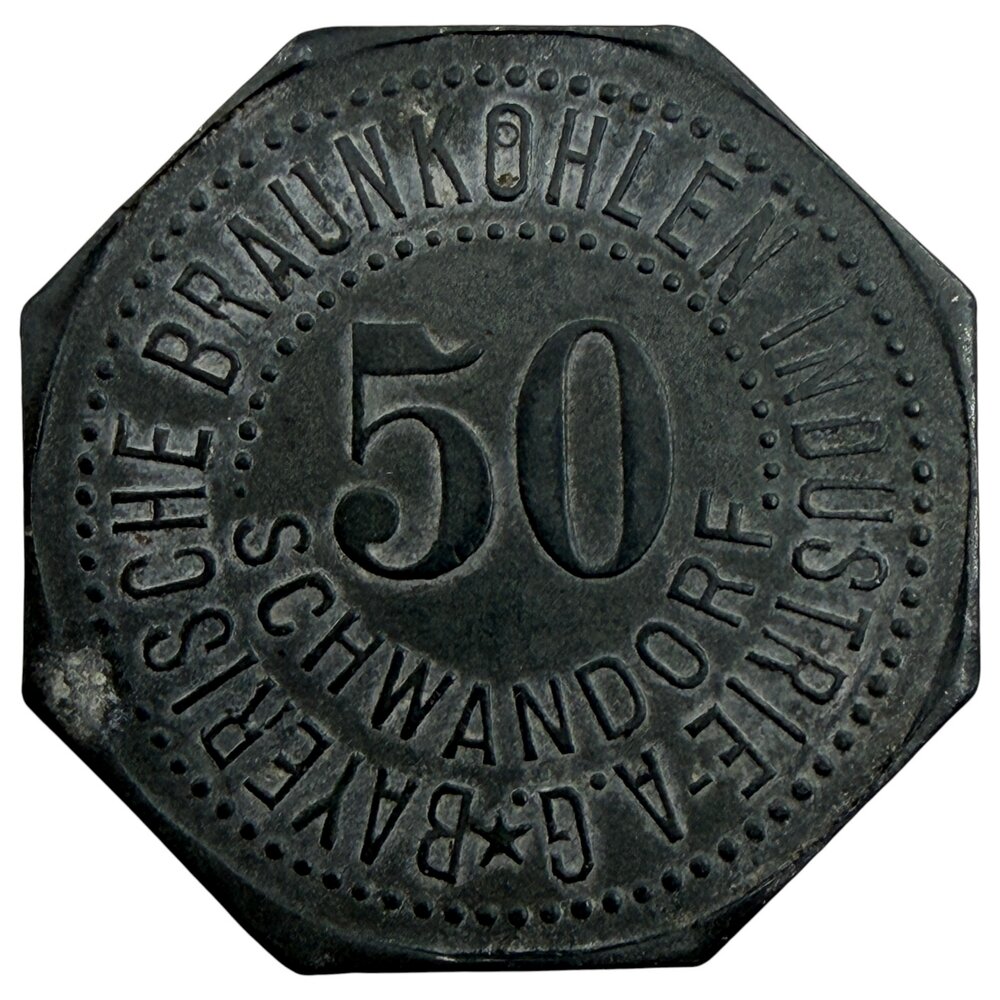 Германия, Швандорф 50 пфеннигов 1914-1924 гг. (Баварская буроугольная промышленность)