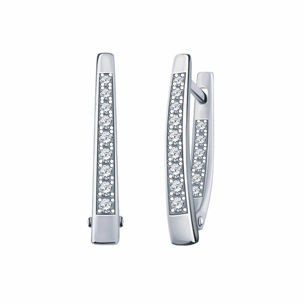 Серьги, золото, 585 проба, фианит