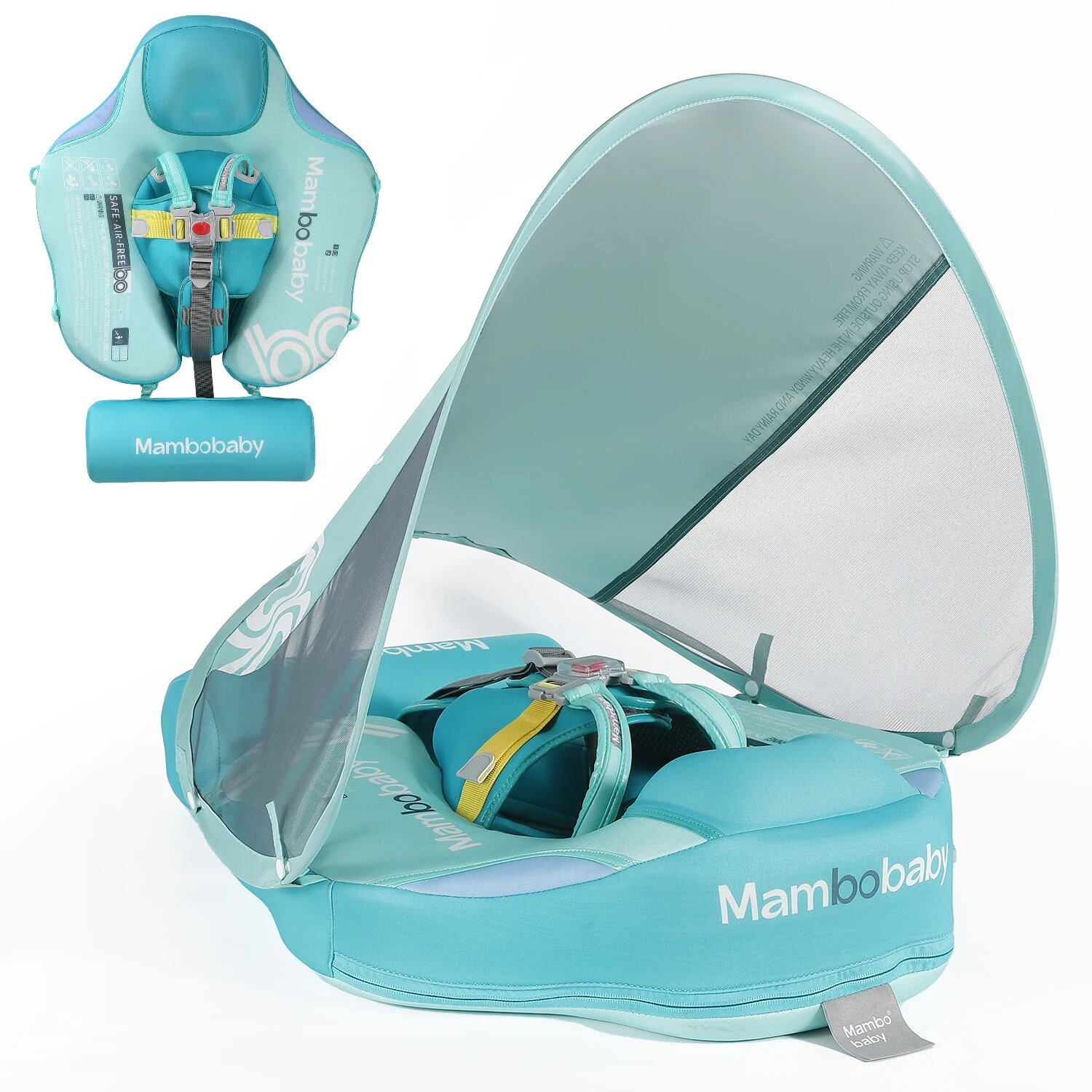 Детский поплавок Mambobaby с навесом Голубой, Turtle Green