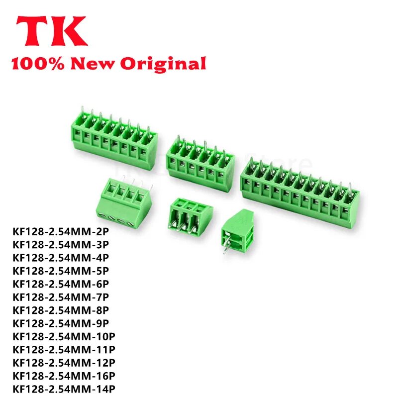 Клеммный блок TK, зеленый, 2-16 контактов KF128-2.54MM-8P