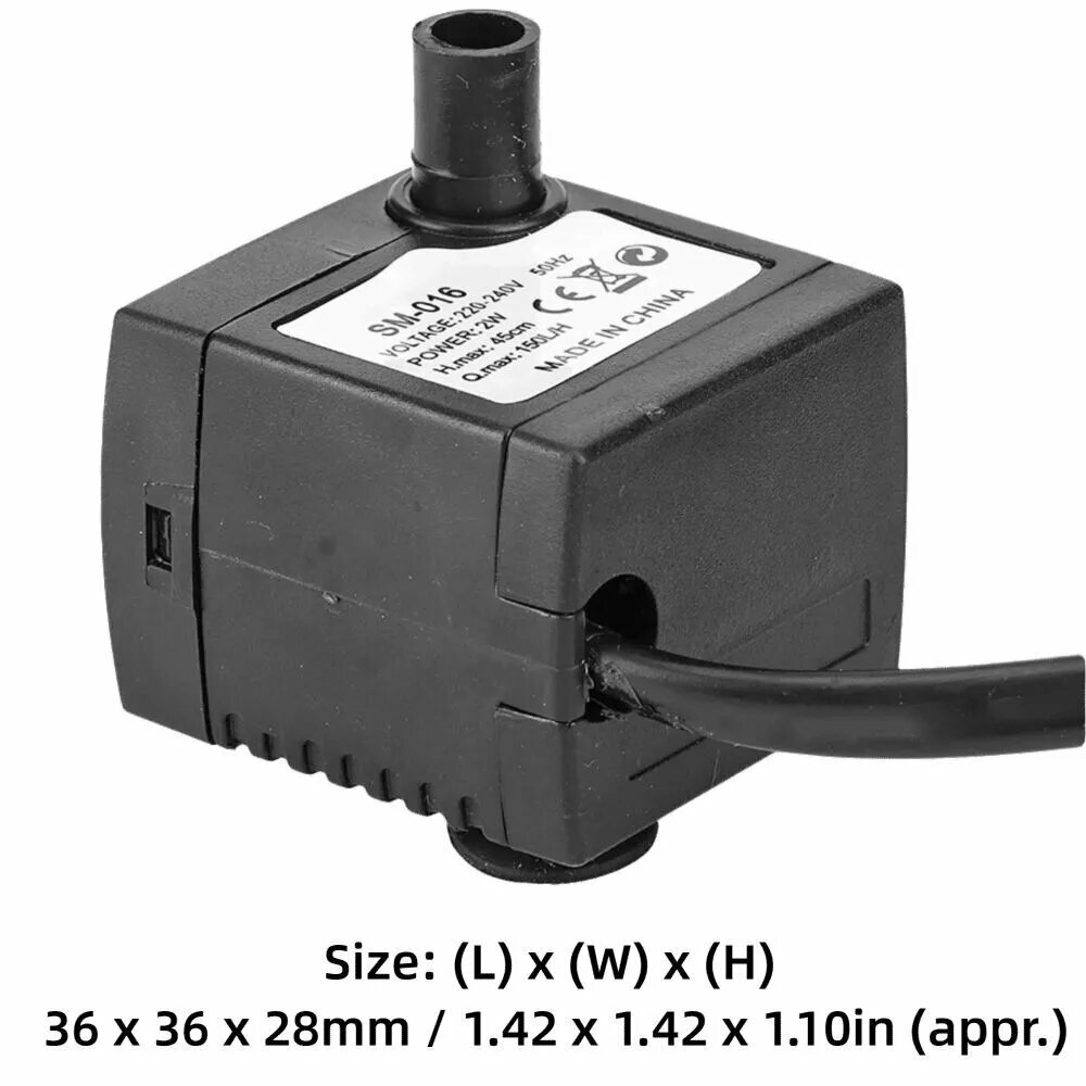 Мини-водяной погружной насос для аквариума SM-016, 150 л/ч, 0.45 м, 220-240В, Китай — фото 1