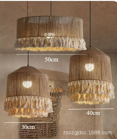 Бохемский ретро люстра с пучком из конопляной веревки Creative Bedroom Main Dining Room Стиль ваби-соби个性吊灯