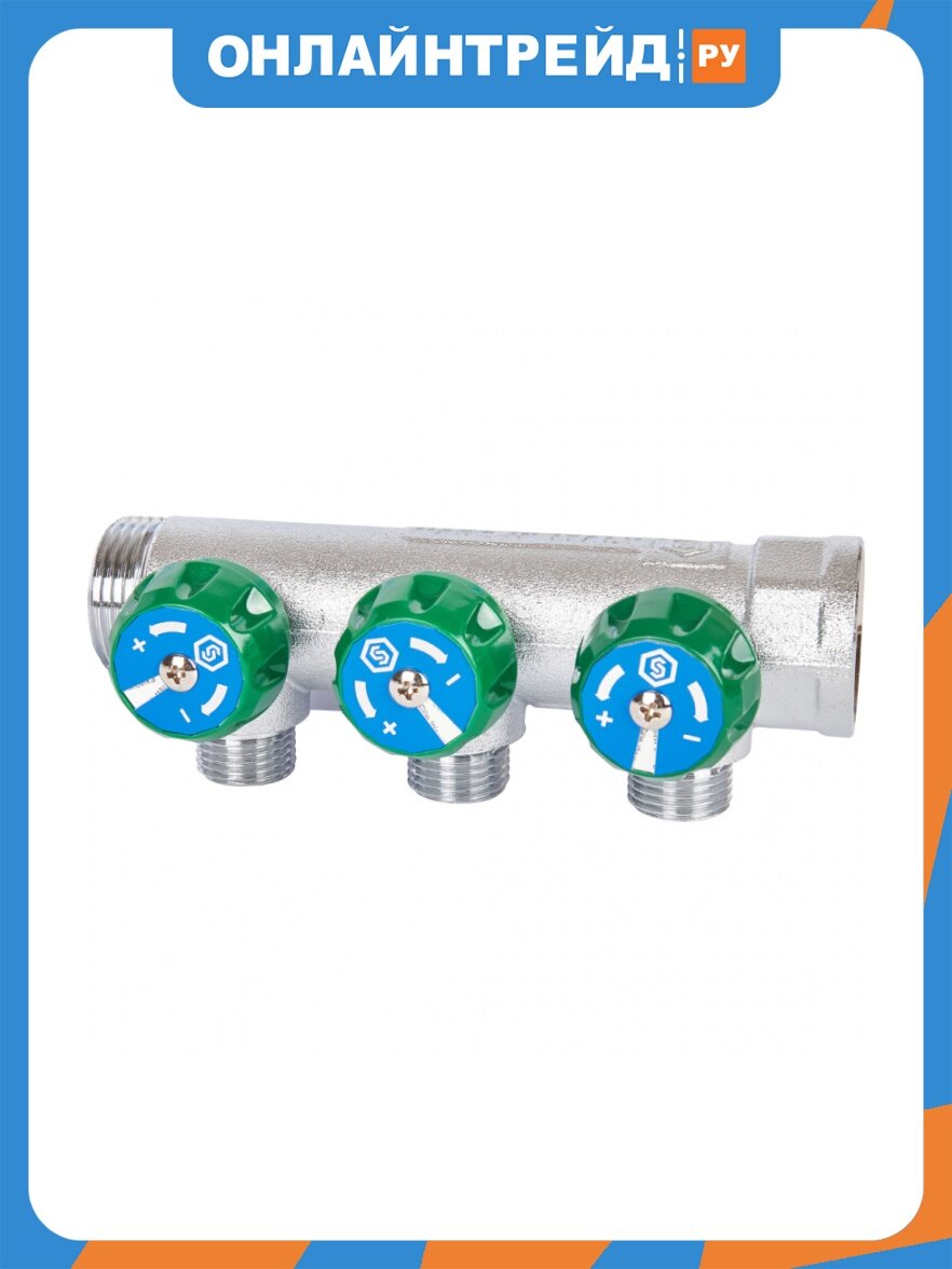 Коллектор Stout регулирующий SMB-6850-013403 1", 3 отвода 3/4" ЕК