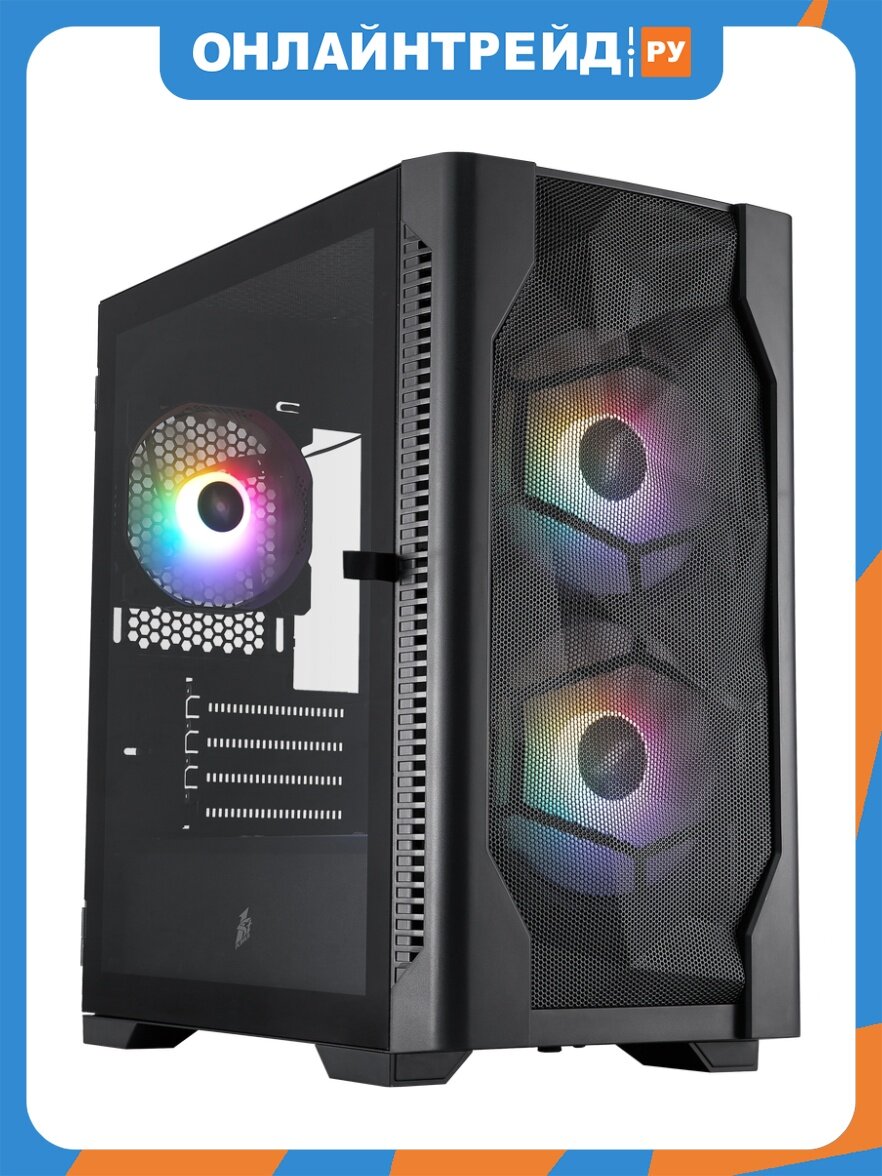 Корпус 1STPLAYER DK D4-M FRGB, черный (D4-M-BK-2F1P-1F1)