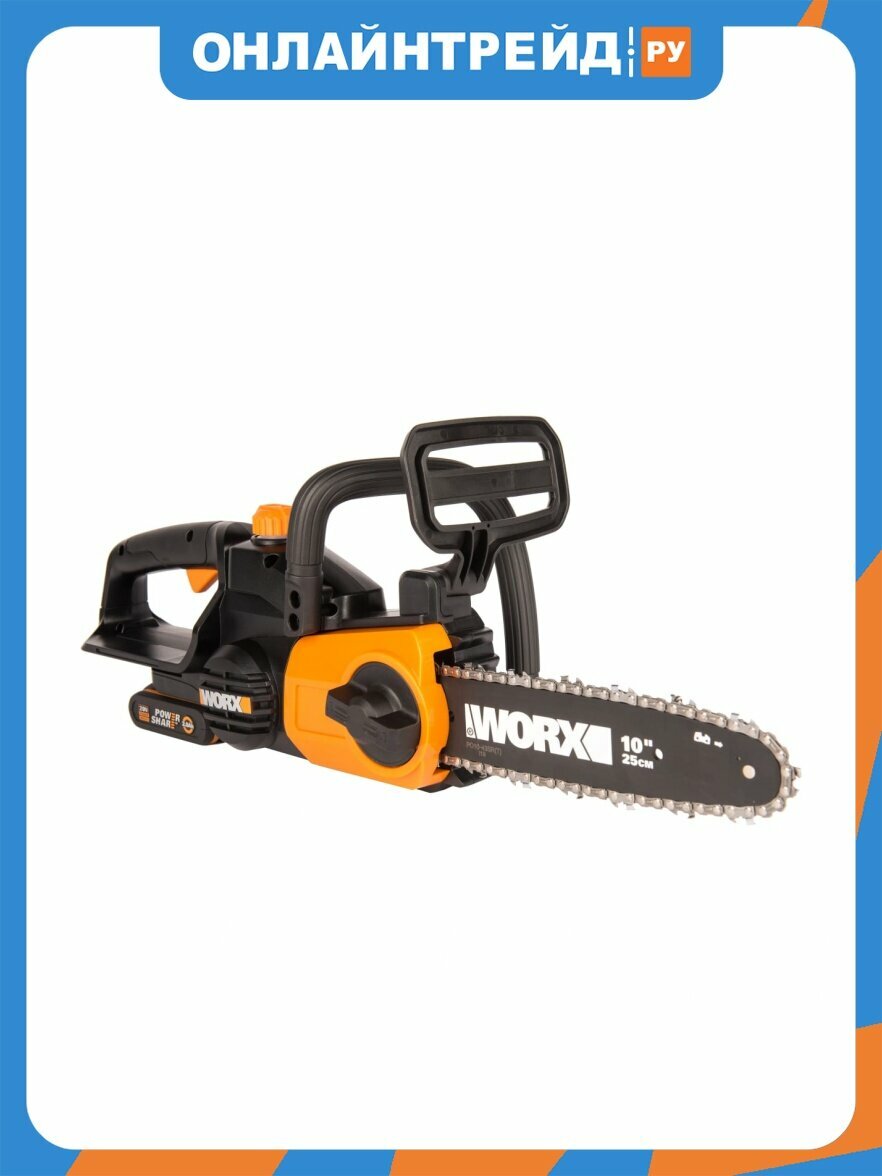 Пила цепная аккумуляторная Worx WG322E.1, 20В, 25 см, 2Ач х1 и ЗУ