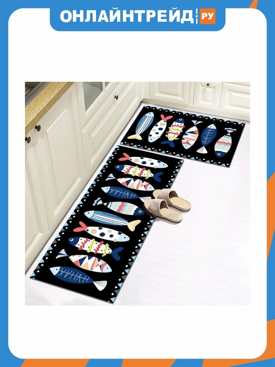 Коврики Homium Home 2шт, синий (рыбки) set2mat01