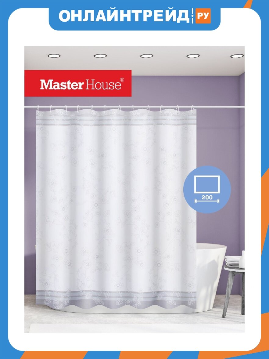 Штора для ванной Master House Ромашки 60535, полиэстер, 200х180 см