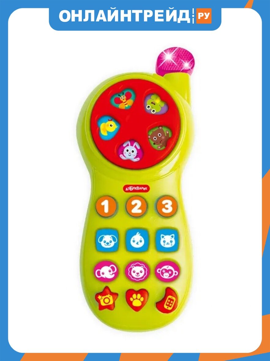 Музыкальная игрушка Азбукварик 4630027292957 Музыкальный телефончик Каруселька зеленый