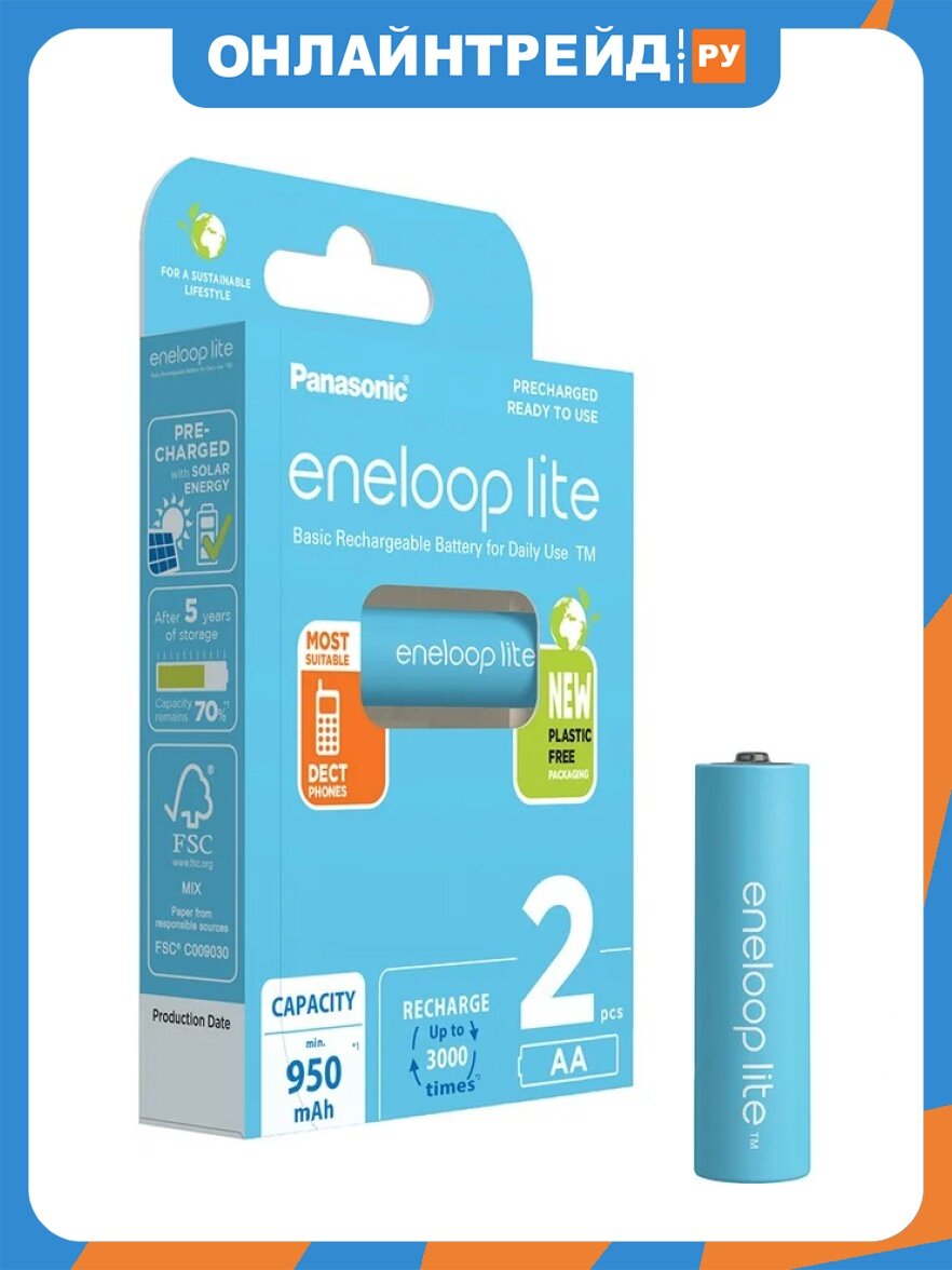 Аккумулятор Eneloop Panasonic Lite LR6 AA 950 mAh (уп 2 шт)