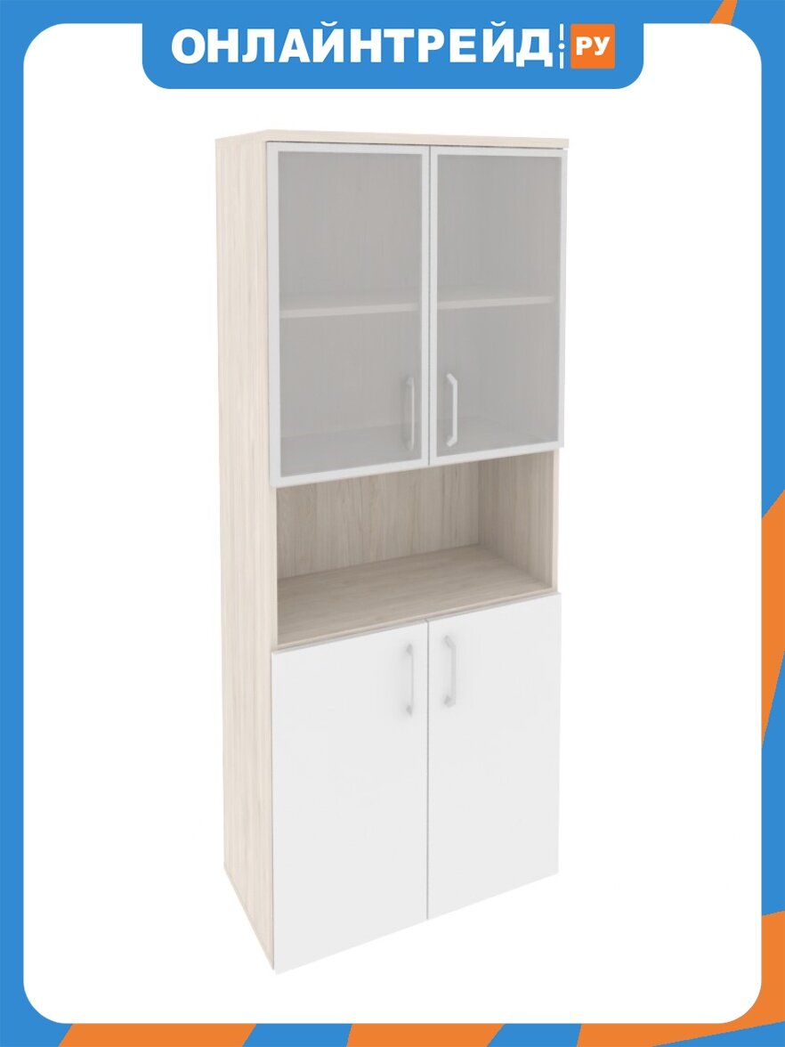 Шкаф Riva CHAIR высокий широкий O. ST-1.4 R Денвер светлый/Белый бриллиант 800*420*1977 Onix