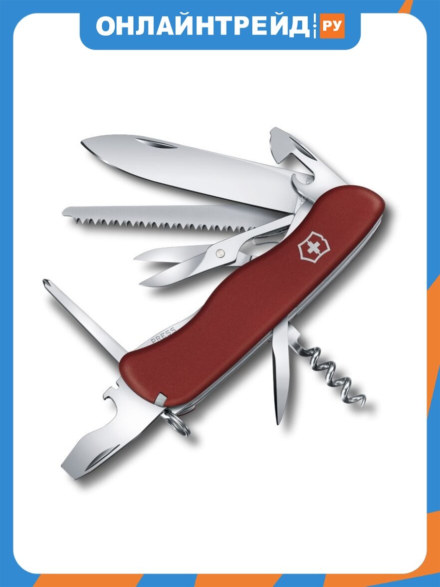 Нож перочинный Victorinox Outrider, 111 мм, 14 функций, с фиксатором лезвия, красный