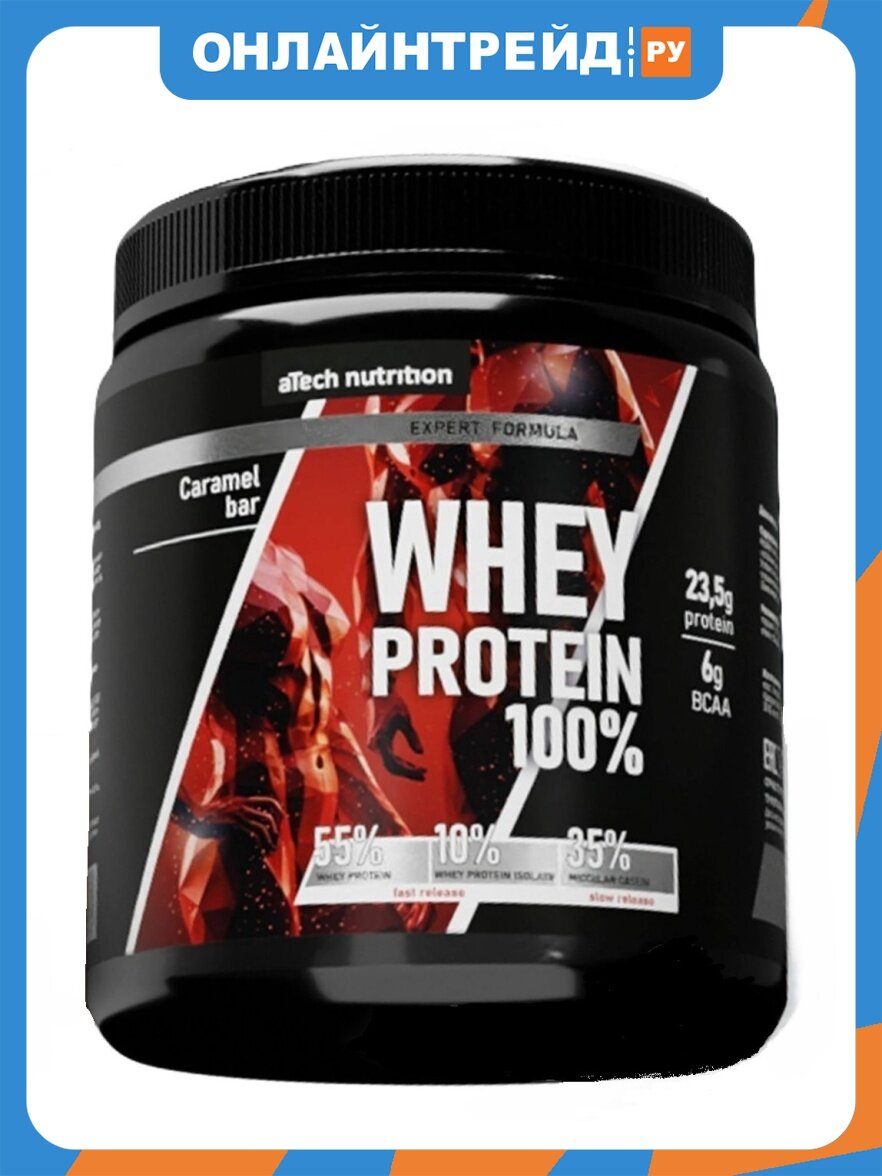Протеин Atech Nutrition Whey protein 100% со вкусом Карамельный батончик 450г