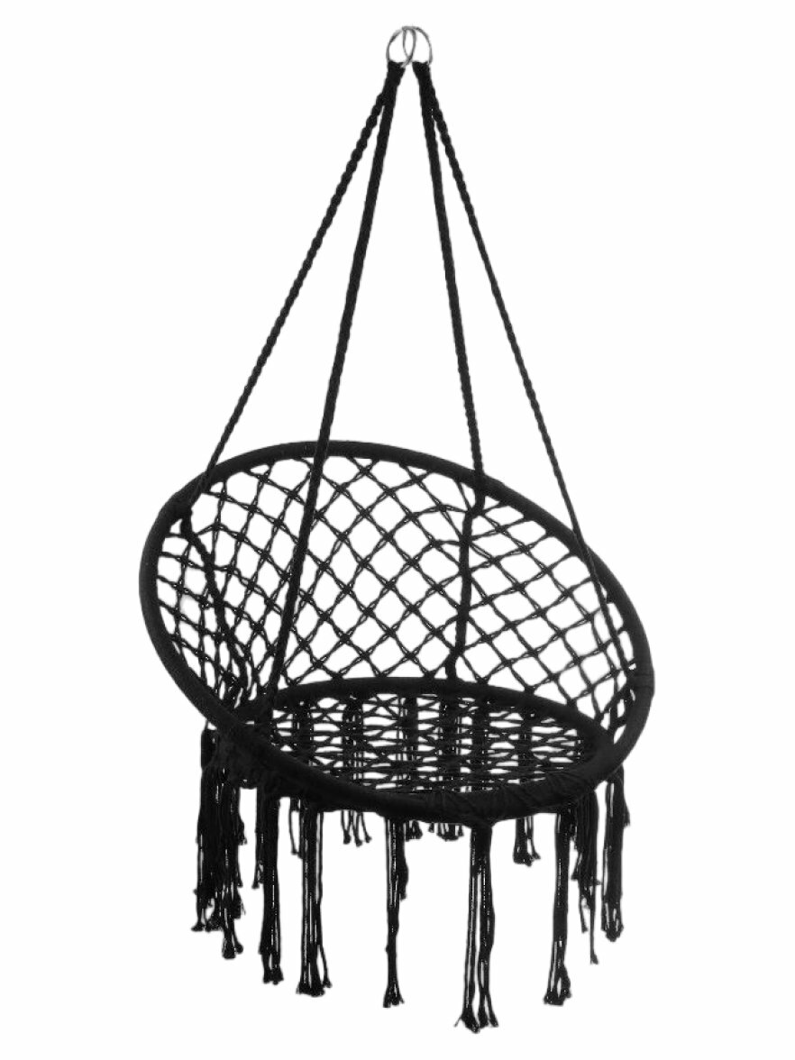 Качели-гамак Homium подвесные качели, с кисточками, черный (hammock6)