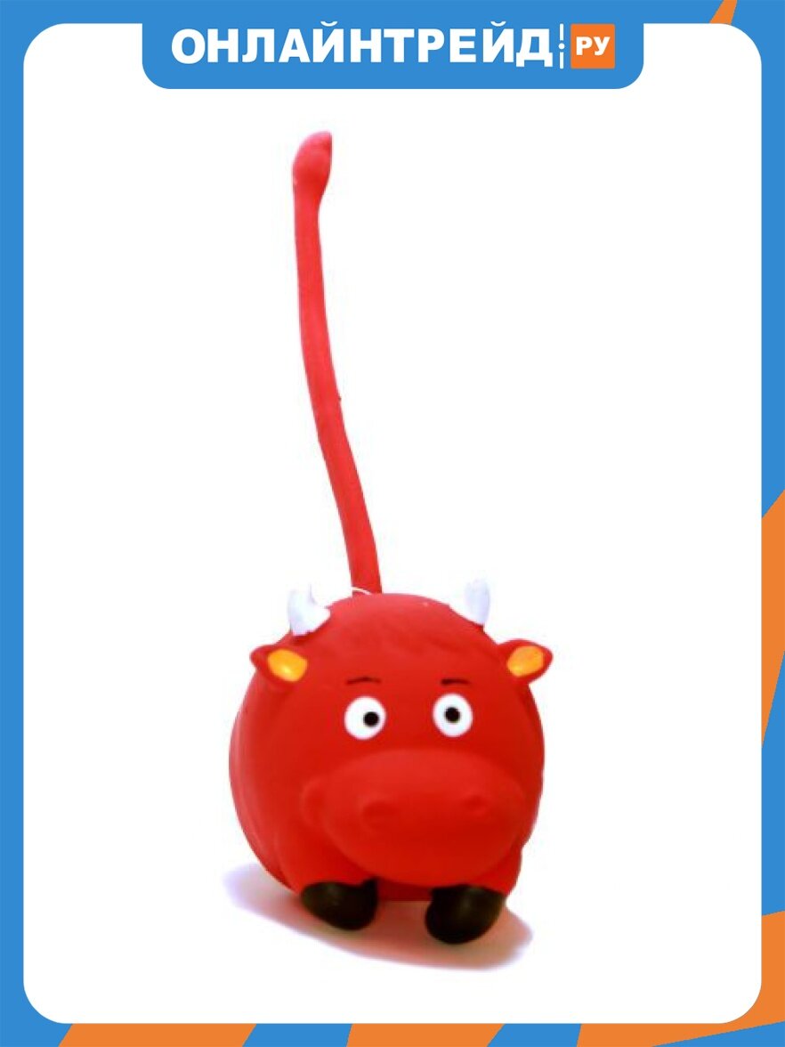 Игрушка для собак Homepet бычок с длинным хвостом с пищалкой латекс 21 см