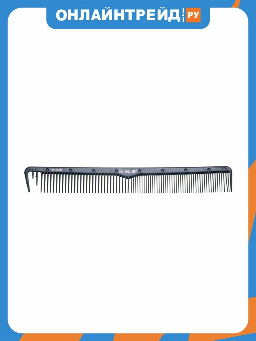 Расческа рабочая Dewal Professional DEWAL NANO комбинированная, черная 22 см