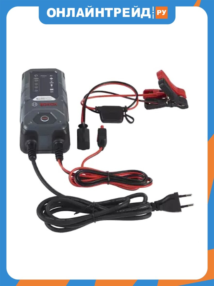 Автомобильное зарядное устройство Bosch C30, 6В/12в / 3,8А, зарядка - для свинцово-кислотных, влажных, EFB, гелевых, AGM и VRLA аккумуляторов 6В/12В, 0189911030