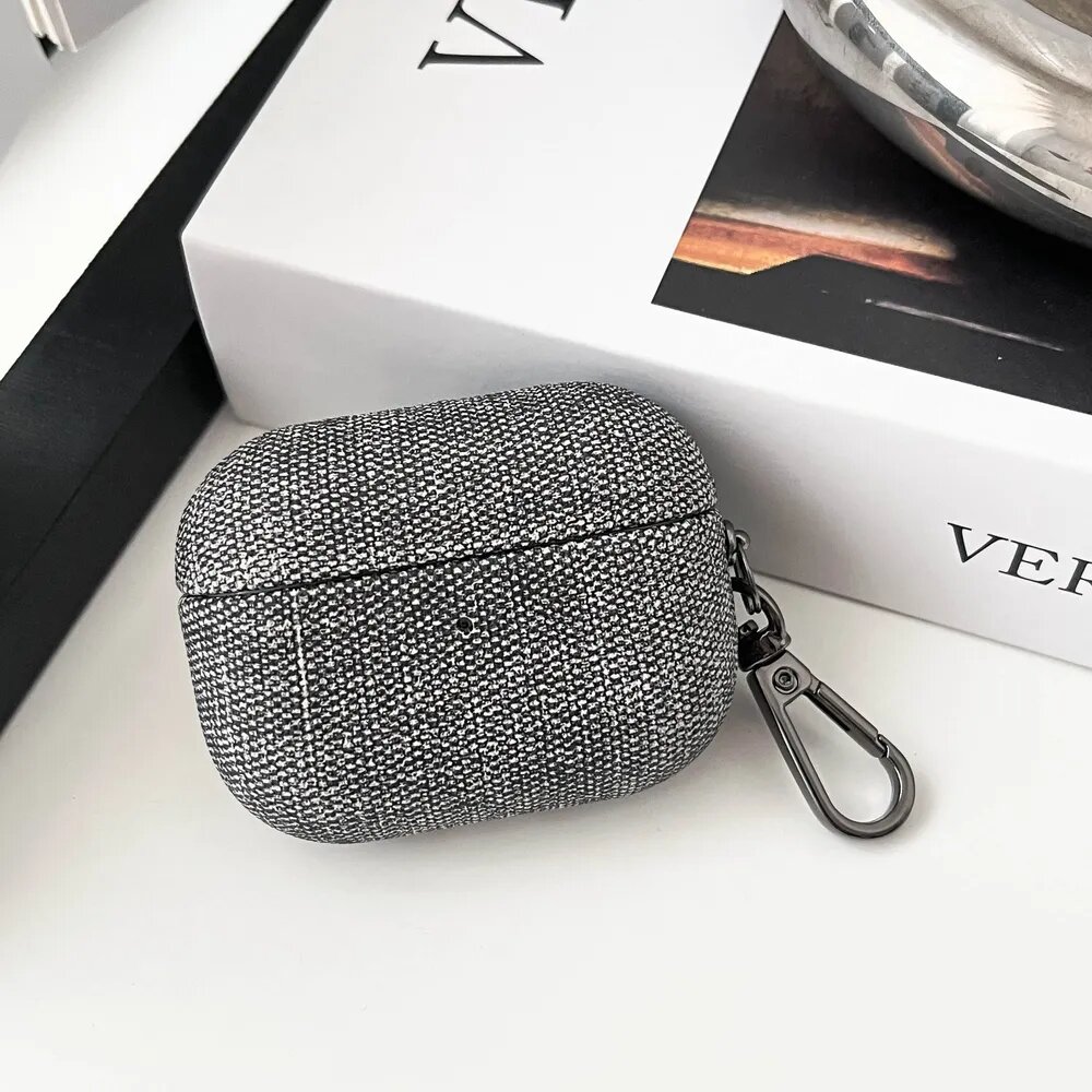 Чехол для AirPods Pro/Pro2/4/Pro3 из ткани PU Защита от царапин, с карабином Легкий доступ к зарядке, защита от ударов и пыли