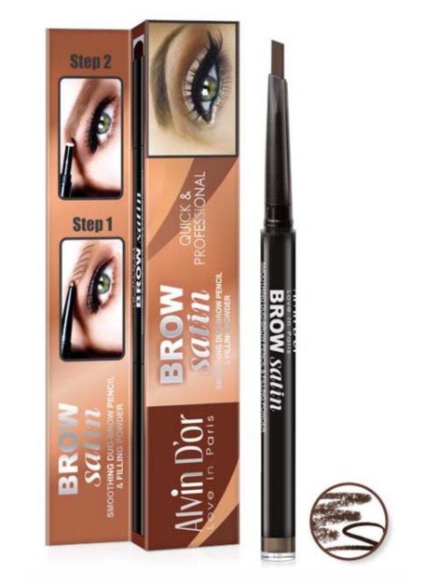 Карандаш для бровей + пудра Alvin D'or Brow Satin 02 dark brown