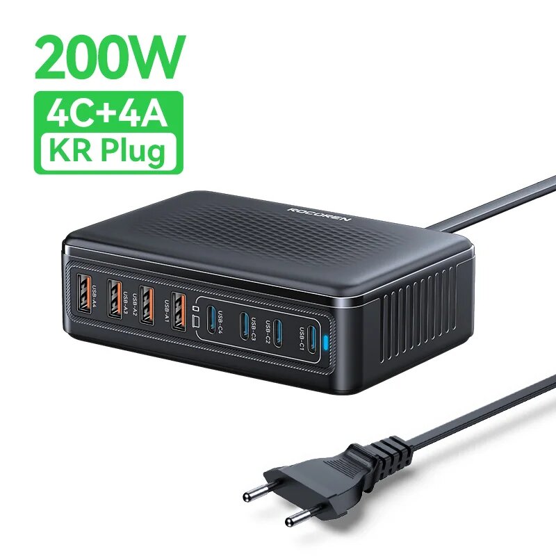 Зарядное устройство Rocoren 200W 4C+4A KR Plug