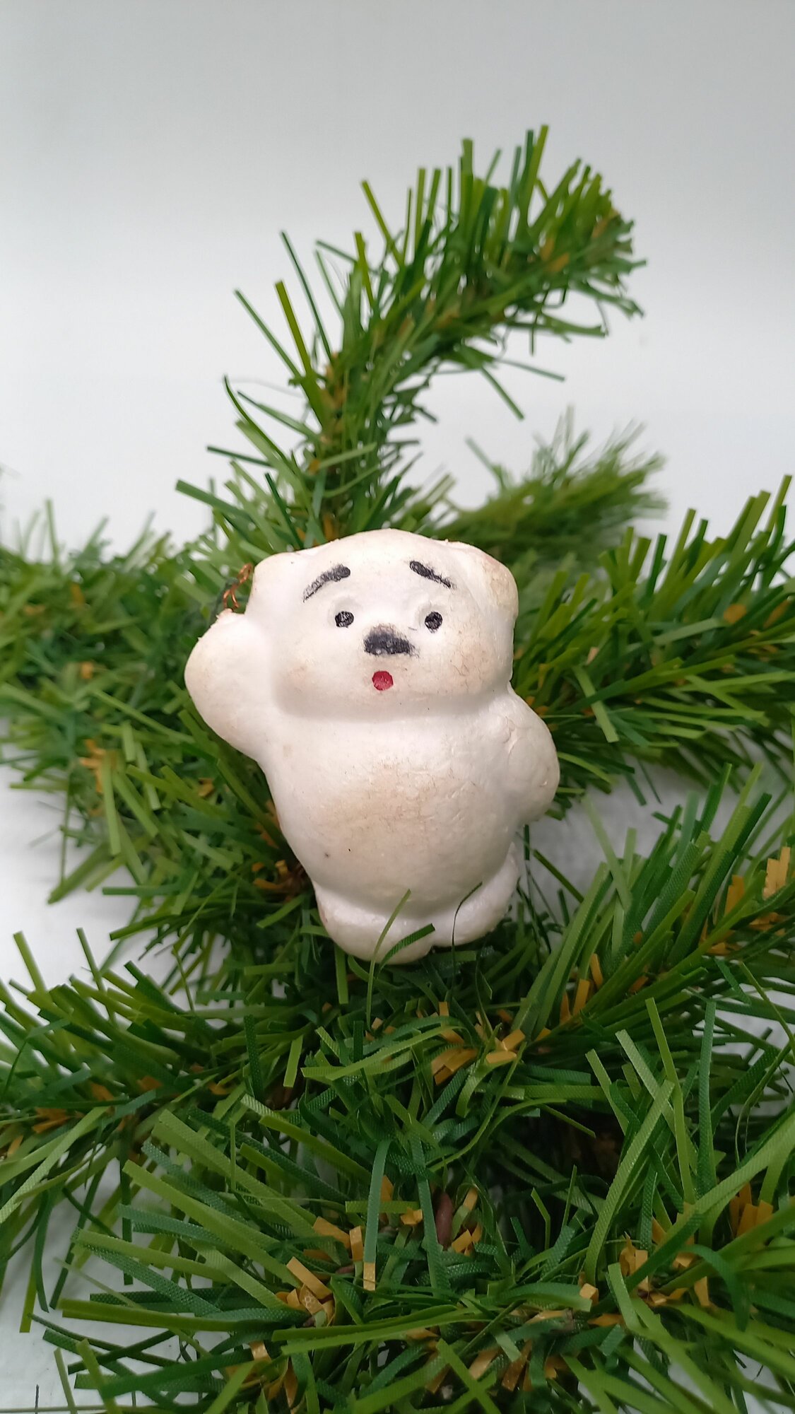 Елочная игрушка Винни пух подвесная винтажная советская, пенопласт, СССР