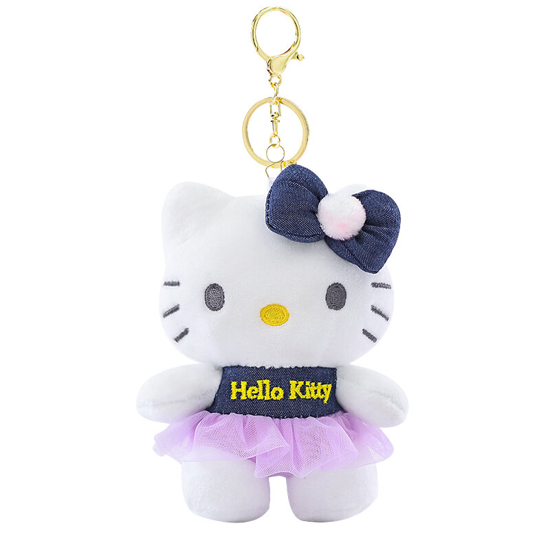 Плюшевый кулон унисекс Sanrio Hello Kitty, Denim Dress Kitty-Purple Skirt, 10CM EU