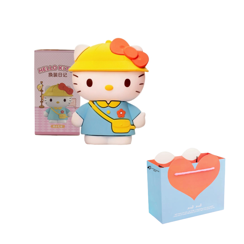 Набор коллекционных фигурок унисекс Wolf Bowang x Hello Kitty Dress Up Journal, Childhood Sweethearts/Brand Heart Shopping Bag