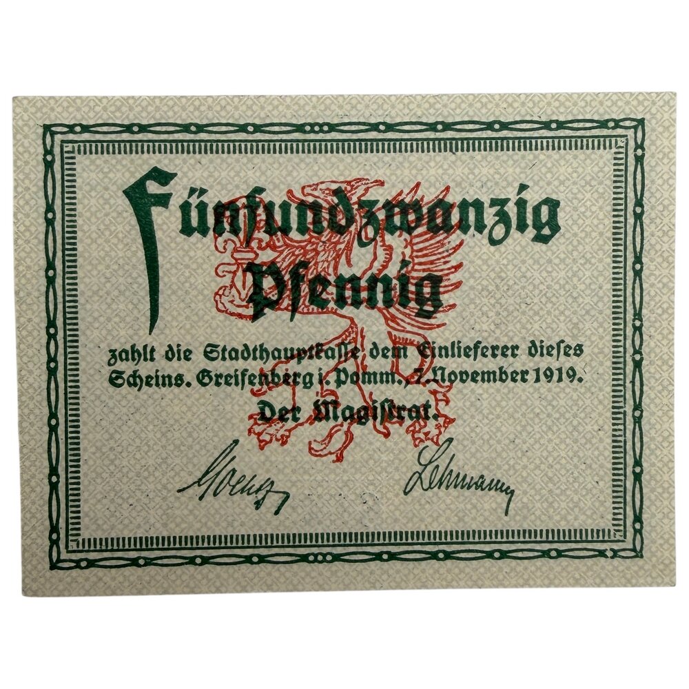 Германия (Веймарская республика) Грайфенберг 25 пфеннигов 1919 г. (ВЗ - Кресты в квадратах)