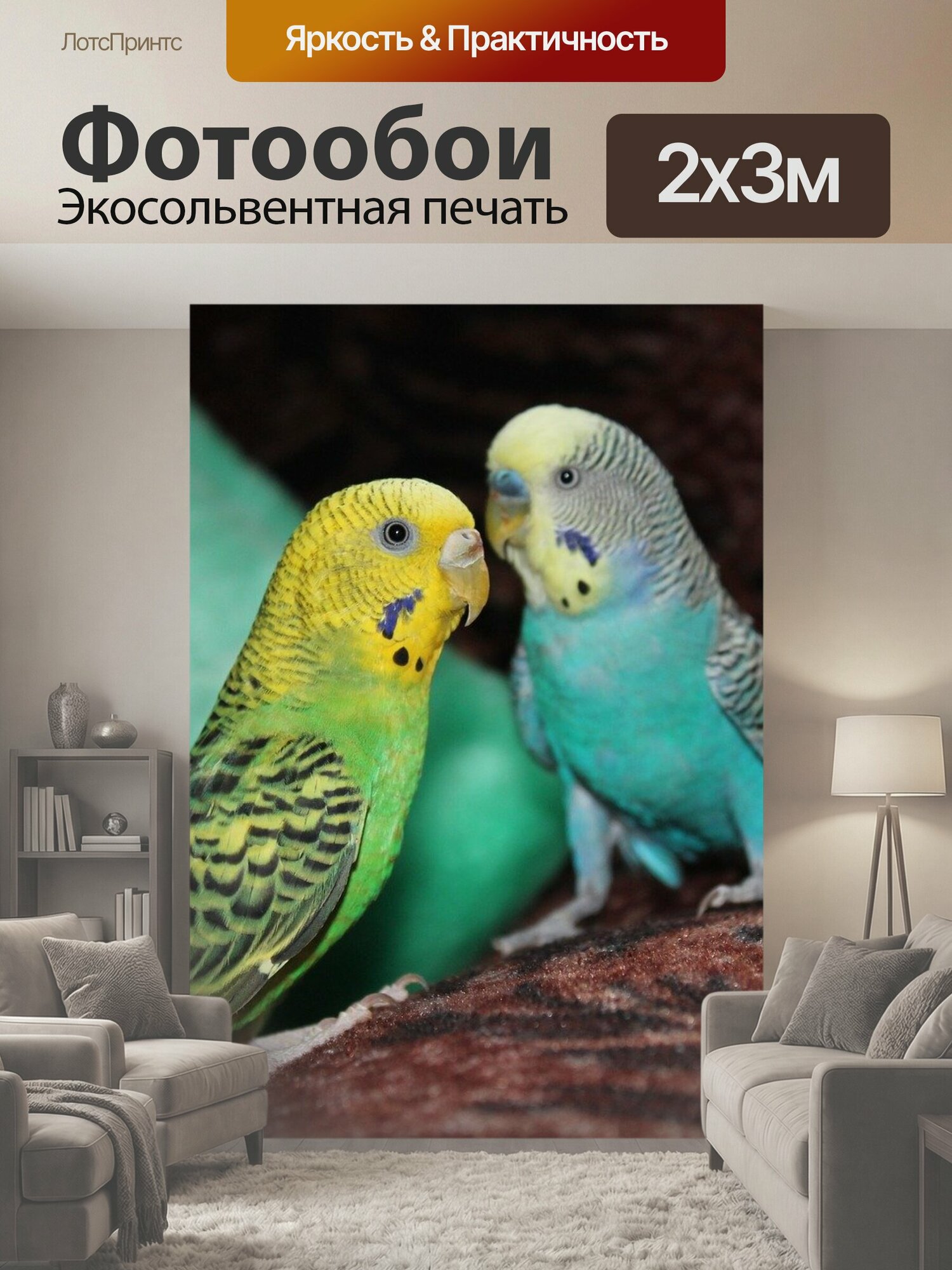 Фотообои "Птицы, питомцы, попугай" 200x300 см. экосольвентная печать