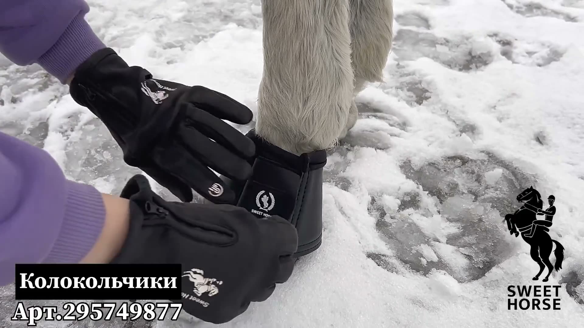 Sweethorse / Неопреновые колокольчики для лошадей, черные, Cob — фото 1