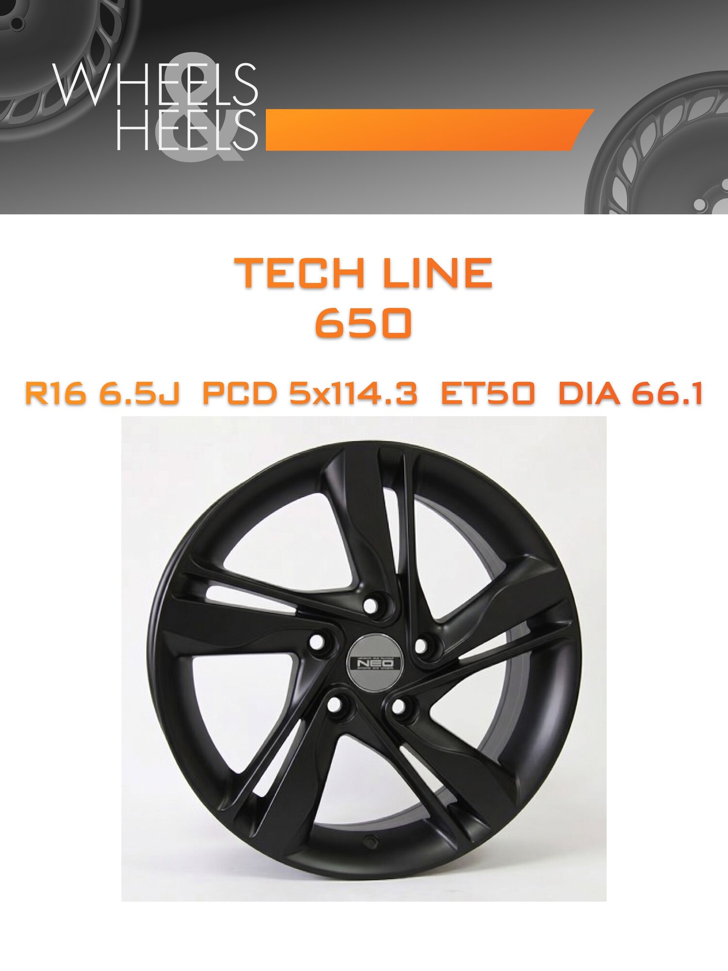 Диск автомобильный литой Tech Line 650 16x6.5 5x114.3 et50 dia66.1 BLM