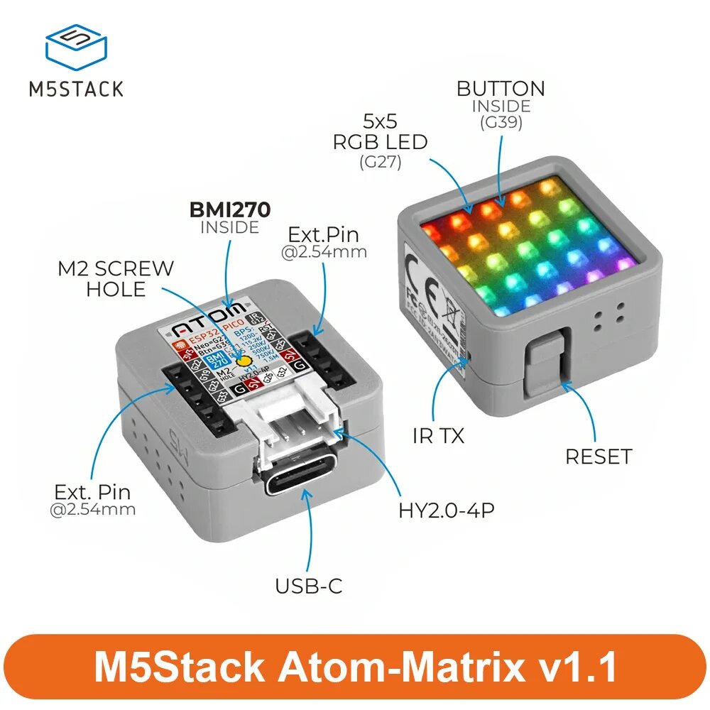 M5Stack Atom Matrix V1.1 ESP32 контроллер — фото 1