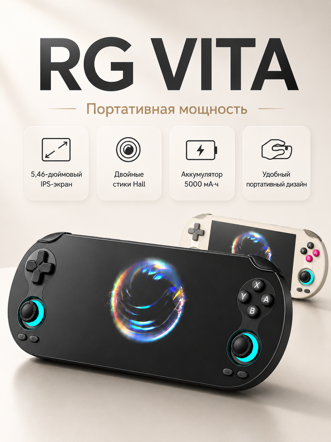ANBERNIC RG VITA, черная, стандартная версия, портативная игровая консоль в стиле ретро-аркады.