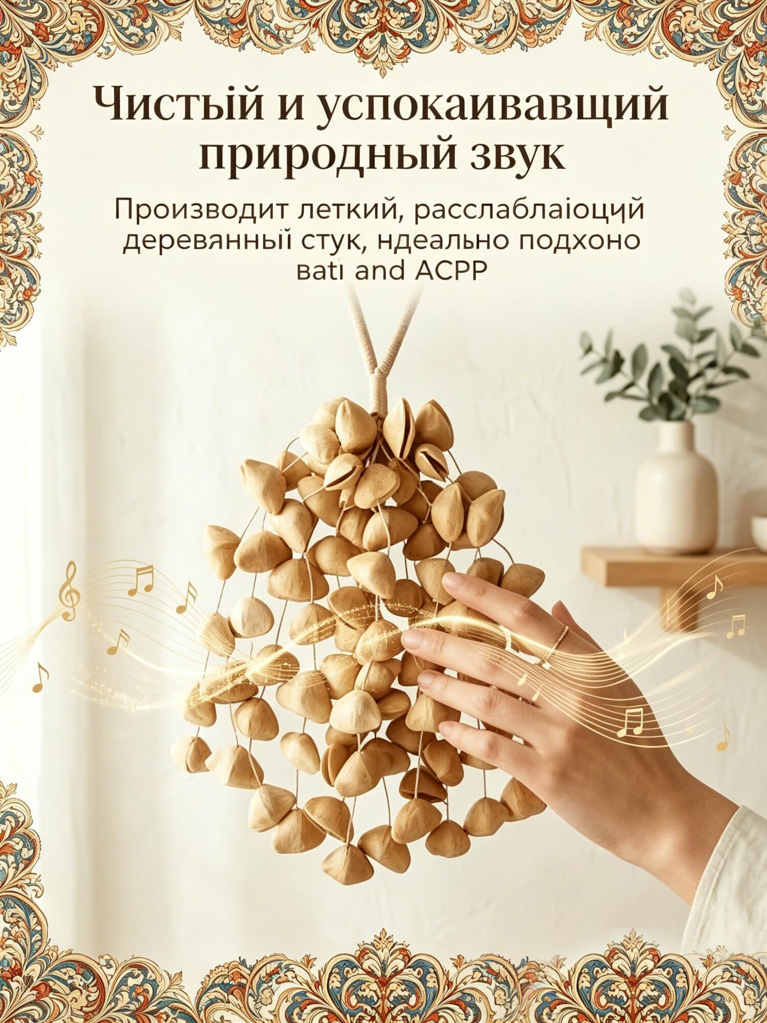 Погремушки из натуральных фруктовых скорлуп, африканские барабаны, йога и медитация, терапевтические звуковые инструменты, ручные колокольчики для сна.