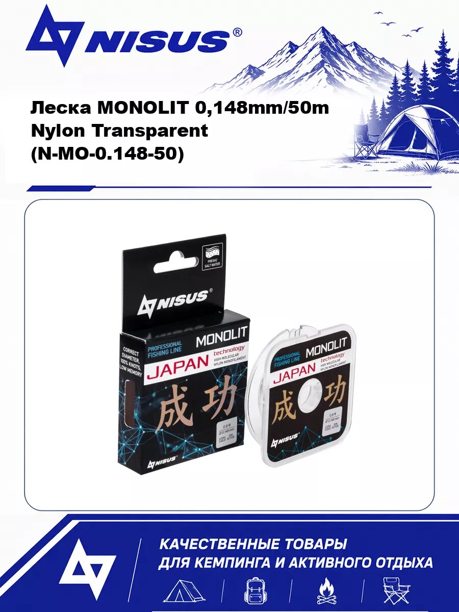 Леска MONOLIT 0,148mm/50m Nylon Transparent (N-MO-0.148-50) Nisus