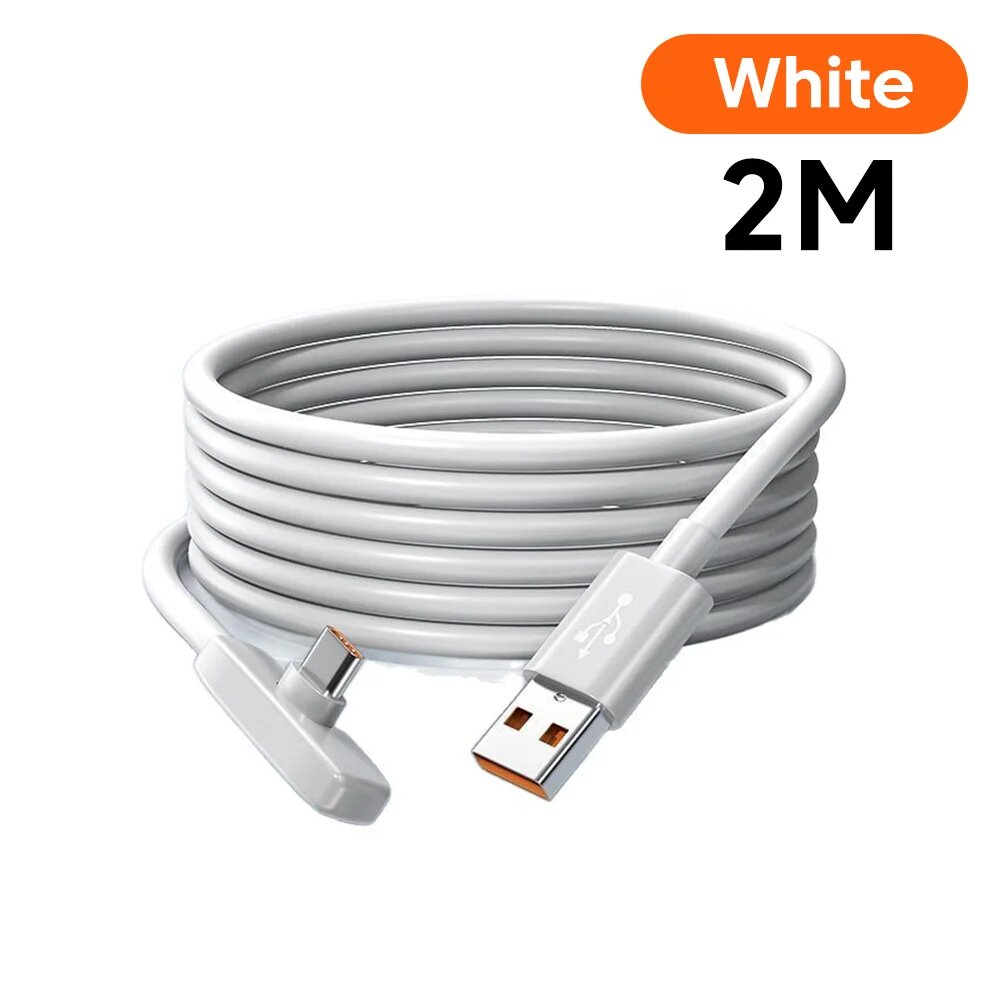 Кабель USB-C Для Быстрой Зарядки 100W С Угловым Разъемом 90 Градусов Для Игровых Устройств, 2M