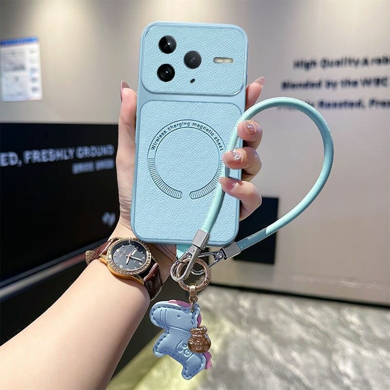 Чехол для Poco F7 Pro / Поко Ф7 Про, кожа TPU, со шнурком, защитный, противоударный