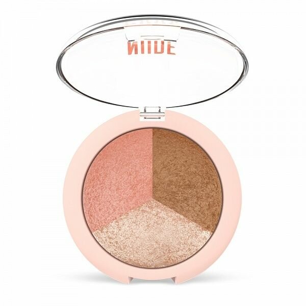 Пудра для лица Golden Rose Nude Look Baked Trio Face Powder Нюдовая запеченная, включает бронзатор, румяна и хайлайтер