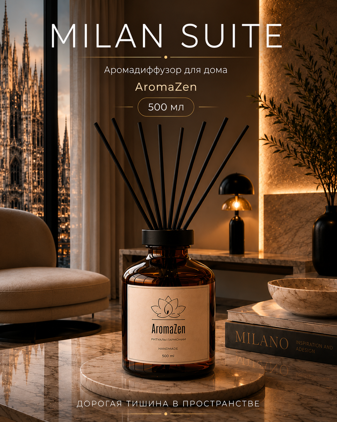 AromaZen Аромадиффузор Milan Suite/ Диффузор для дома с палочками