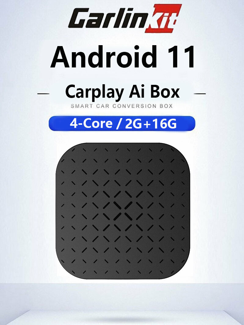 Автомобильный адаптер Carlinkit Carplay Ai Box QCM2290, Android 11, 2+16GB, Bluetooth, Wi-Fi, Чёрный