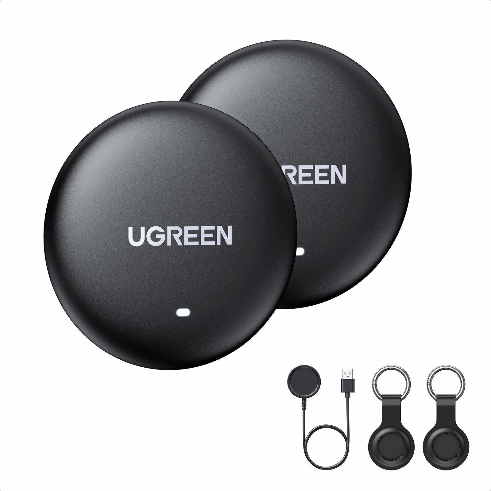 Трекер для поиска вещей UGREEN CM918 (75118A) Apple FineTrack GPS Mini Tracker с беспроводной зарядкой 2шт/уп. Цвет: черный