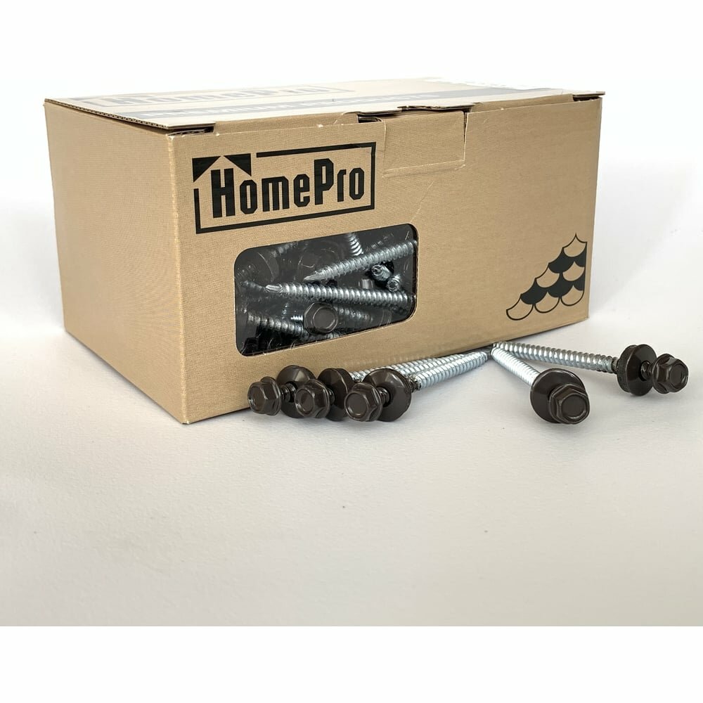 Саморез кровельный HomePro 4,8x70 RAL 8019 (100шт/уп) сверло №1 100 шт/уп HP-CK-48708019100
