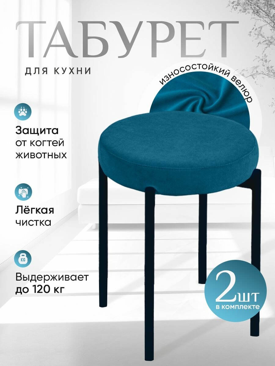 Табуретки для кухни Бакс 2 шт, цвет синий