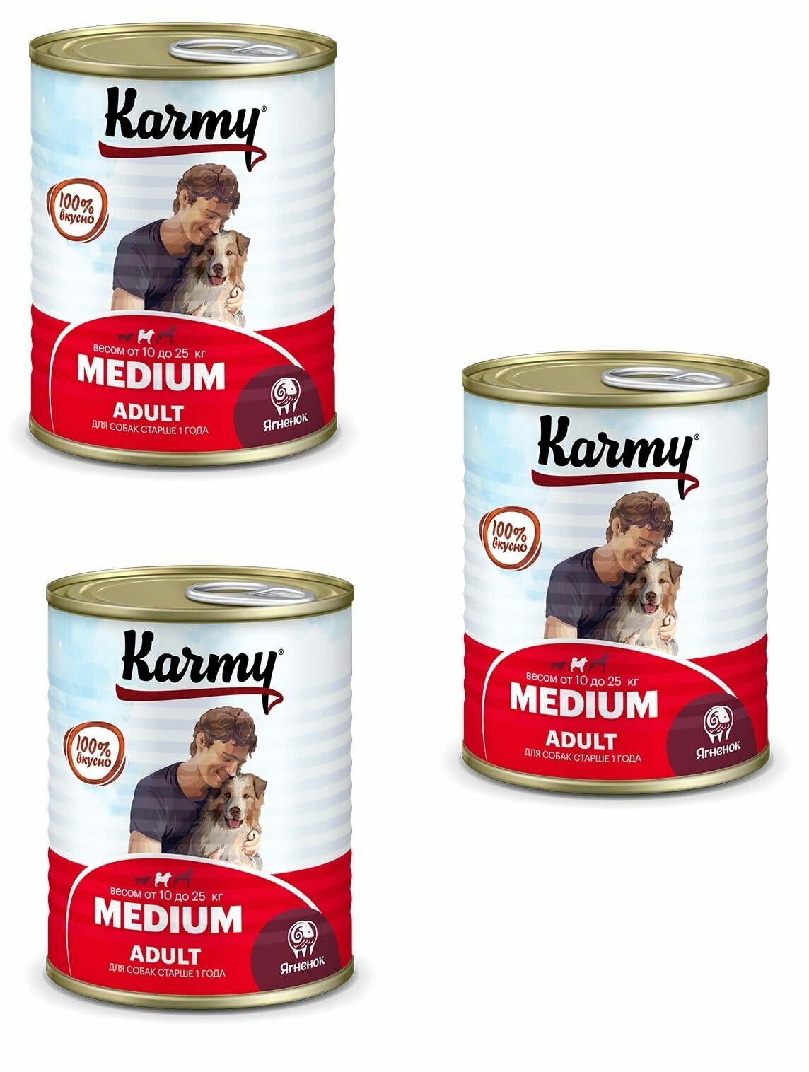 Консервы Карми для собак Medium Adult средних пород Ягненок 340г 3шт