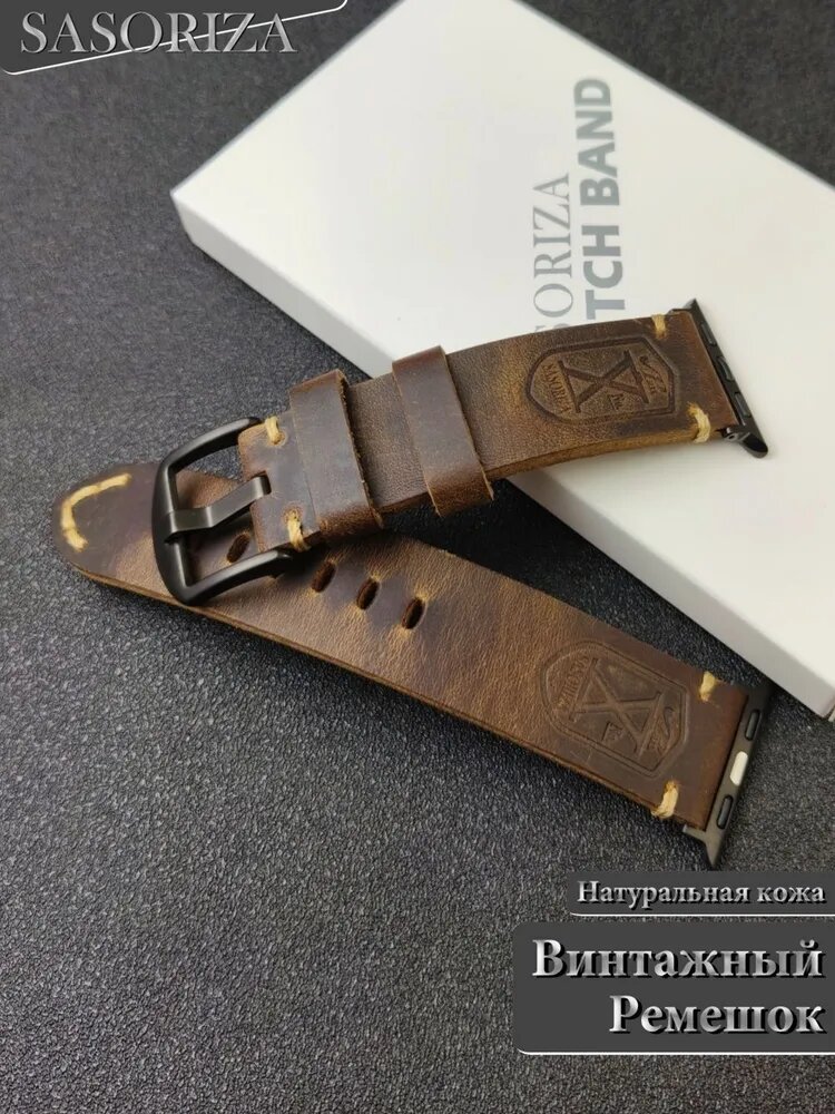 Винтажный ремешок из натуральной кожи для Apple Watch серии 38мм 40мм 41мм 42мм 44мм 45мм 49мм