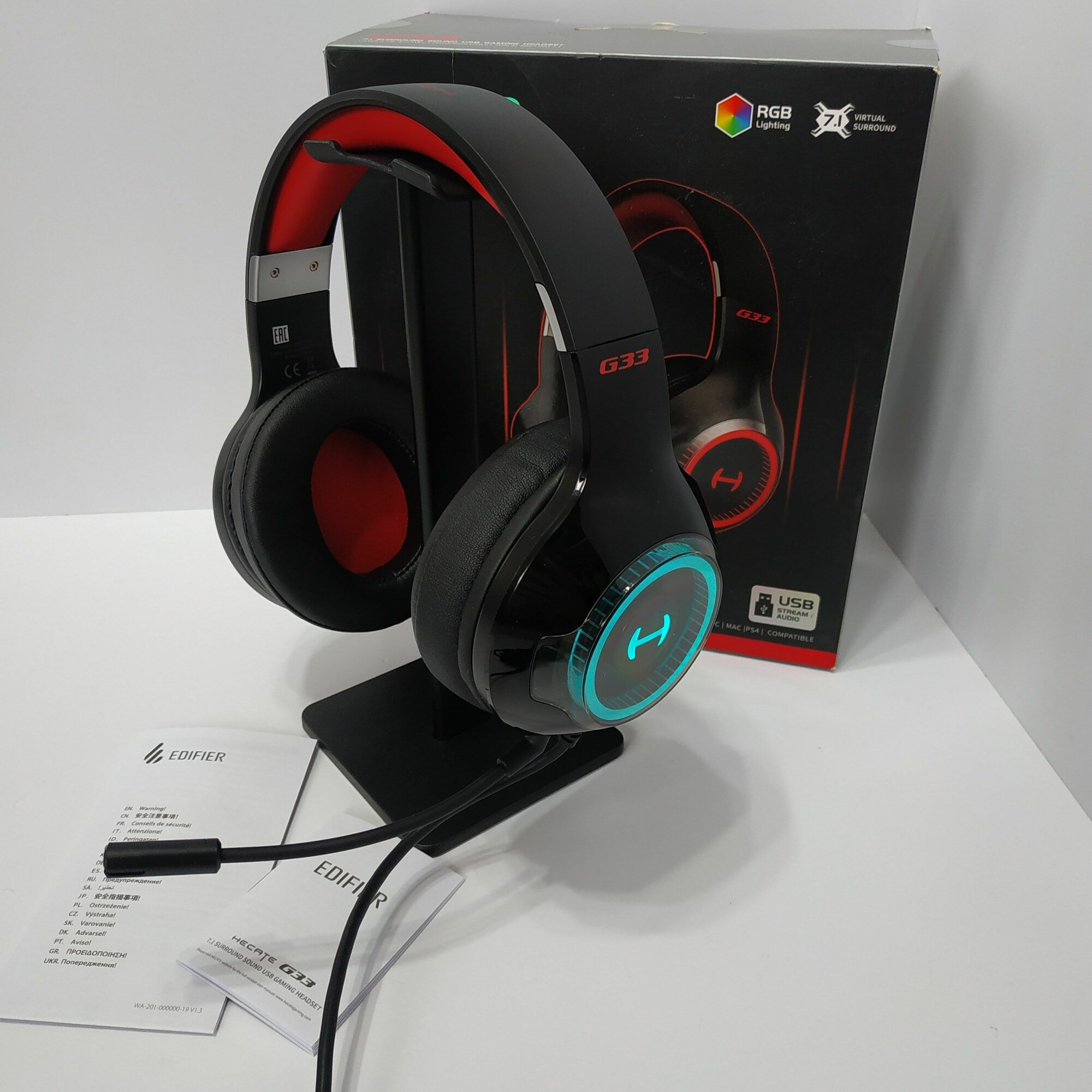 Игровые наушники Edifier G33 USB с подсветкой. Товар уцененный