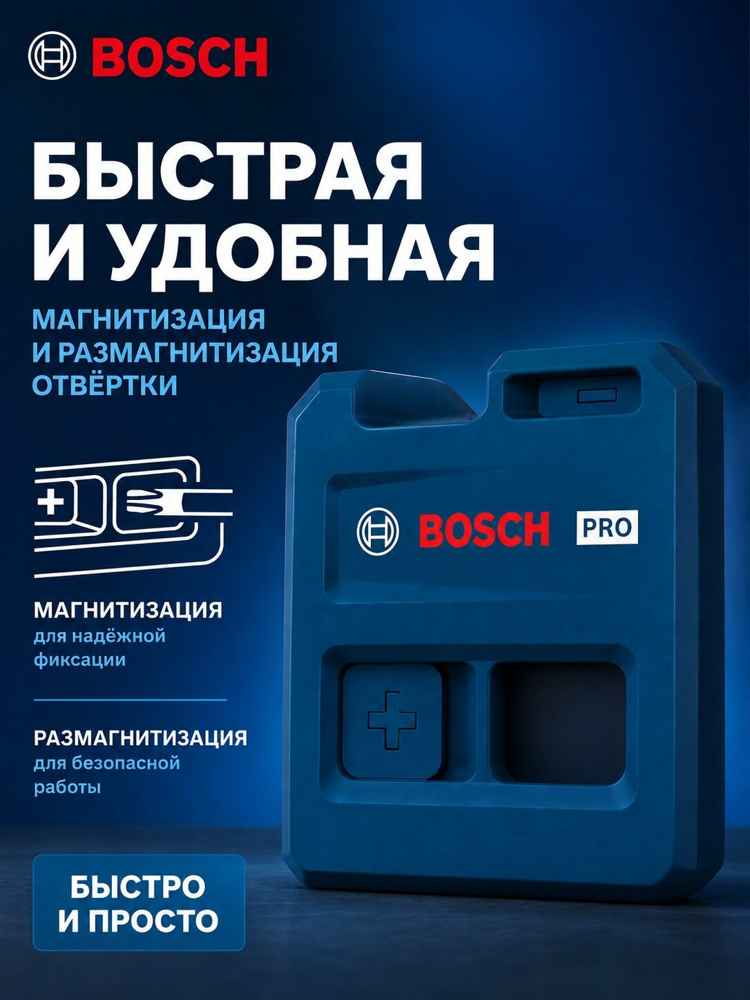 Намагничиватель и размагничиватель Bosch Professional PRO для отверток, 1600A039PX