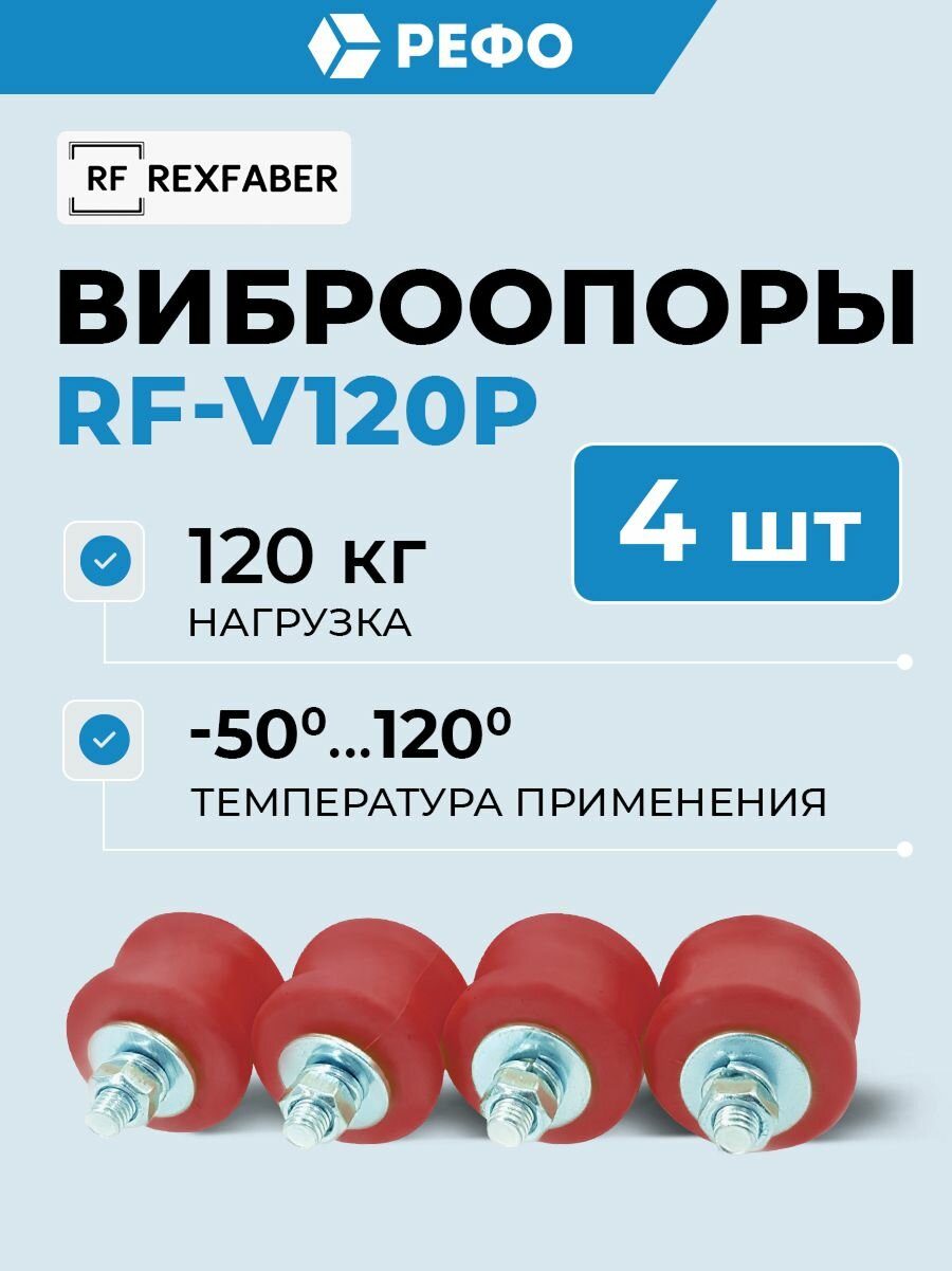 REXFABER RF-V120P виброопоры, антивибрационные подставки для внешнего блока кондиционера до 120кг, комплект 4 шт.