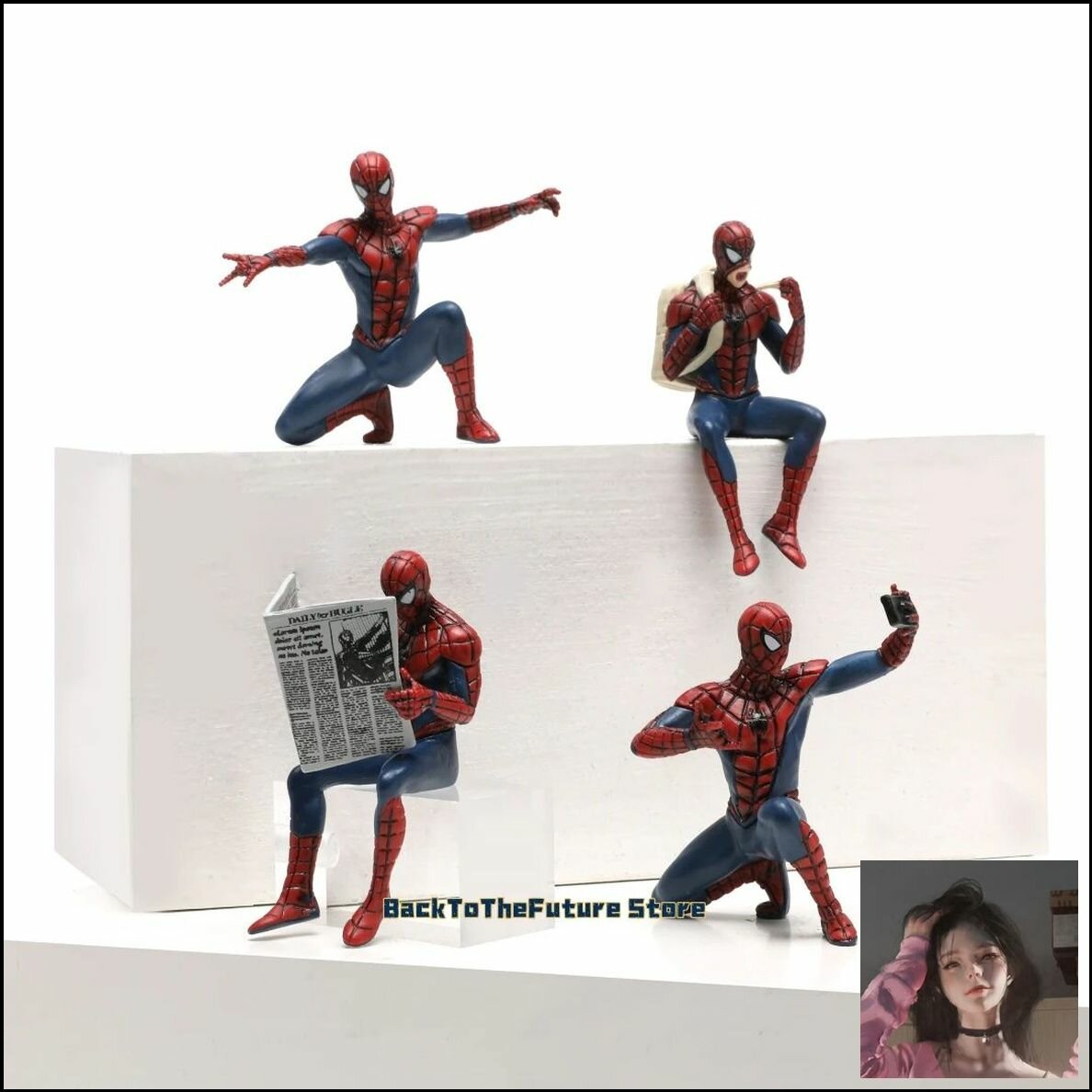 Marvel Игрушки Человек-паук: Комплект из 4 фигурок Newspaper/Kung Fu/Eat Pizza/Selfie Spider Man