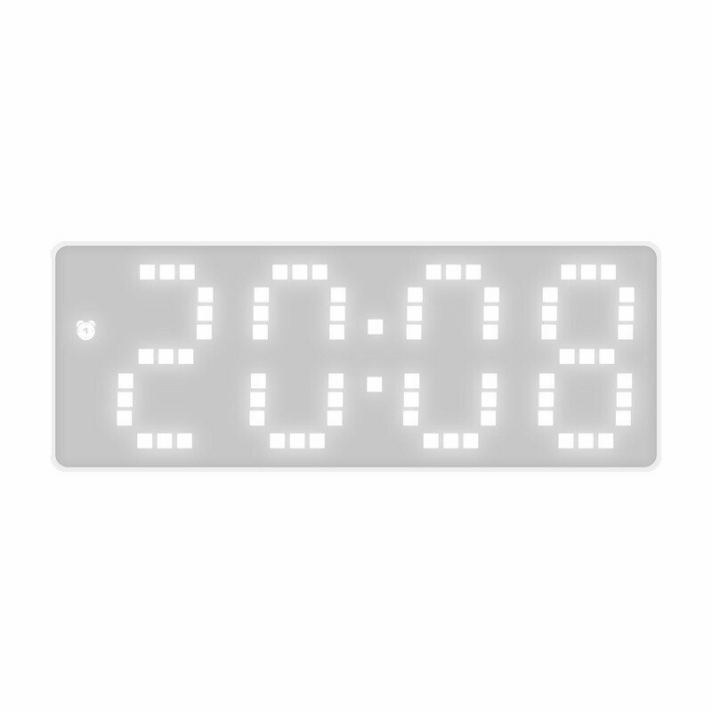 White surface modern digital alarm clock with led display for living room and study, white