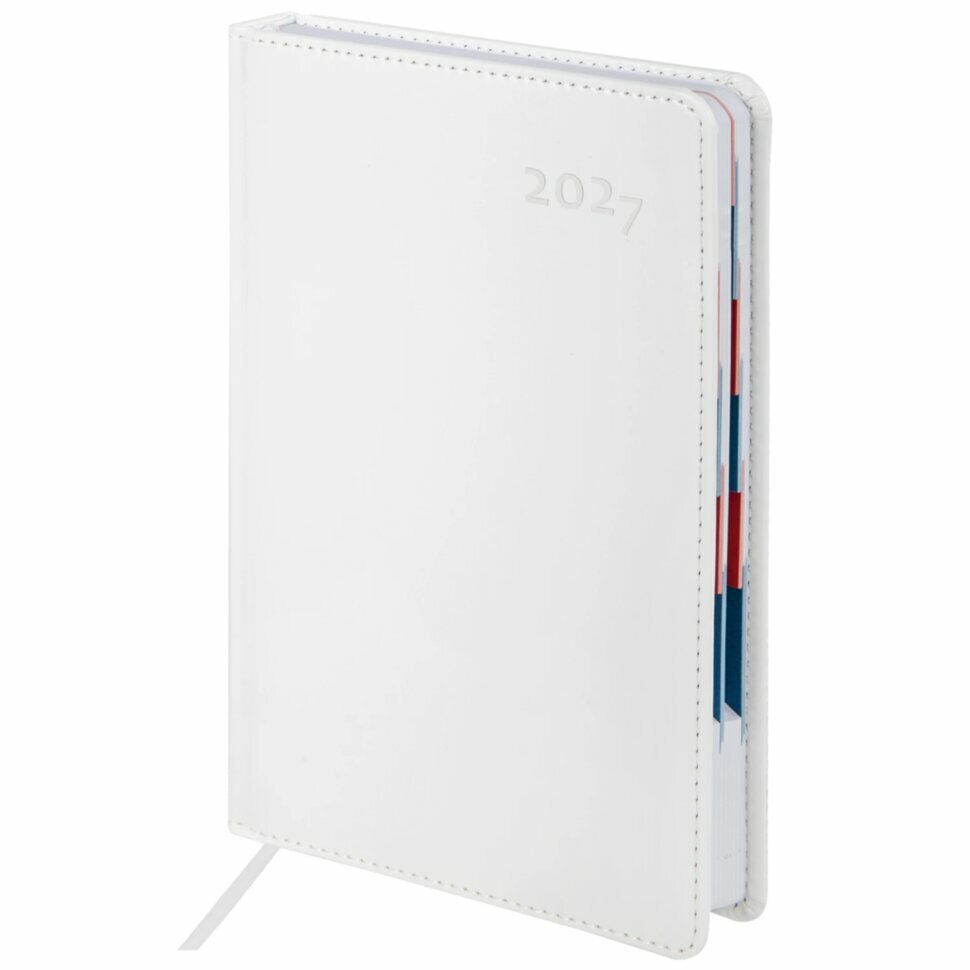 Ежедневник датированный 2027, А5, 148х218 мм, GALANT "White", под кожу, белый, 118080, 118080